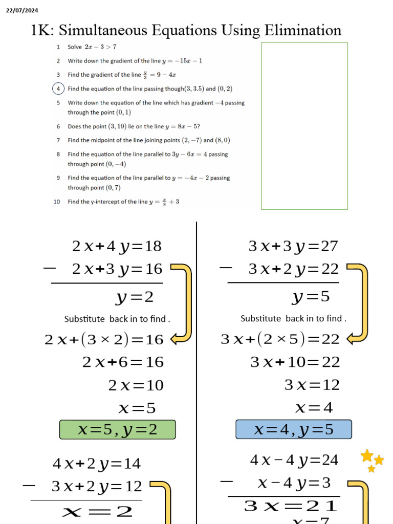 Simultaneous Equations Using Elimination | PDF | Equations | Mathematics