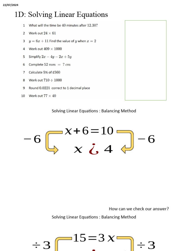 Solving Linear Equations | PDF | Equations | Mathematical Concepts Solving Linear Equations | PDF | Equations | Mathematical Concepts