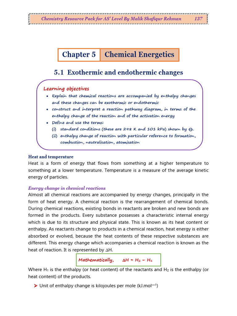 Enthalpy Changes | PDF | Chemical Reactions | Enthalpy