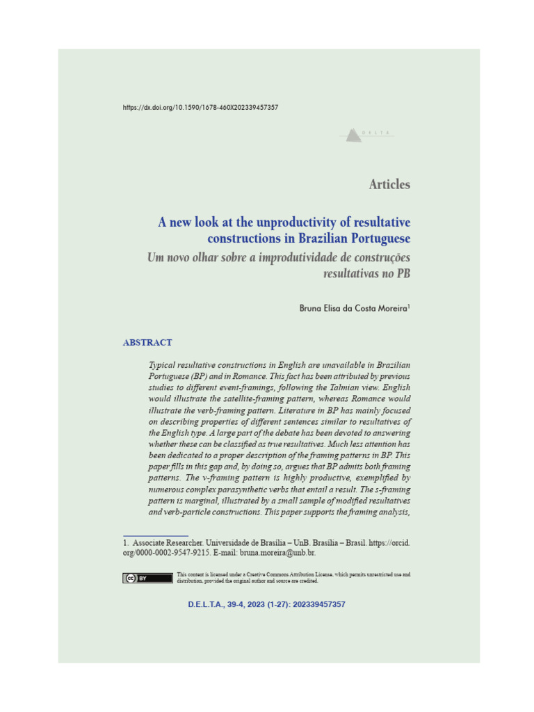 Moreira (2024) Constr Resultativas | PDF | Syntax | Language Mechanics