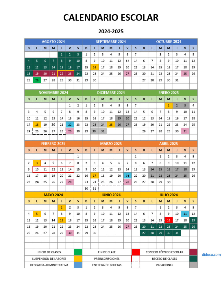 Calendario Escolar 2024-2025 | PDF | Unidades de medida