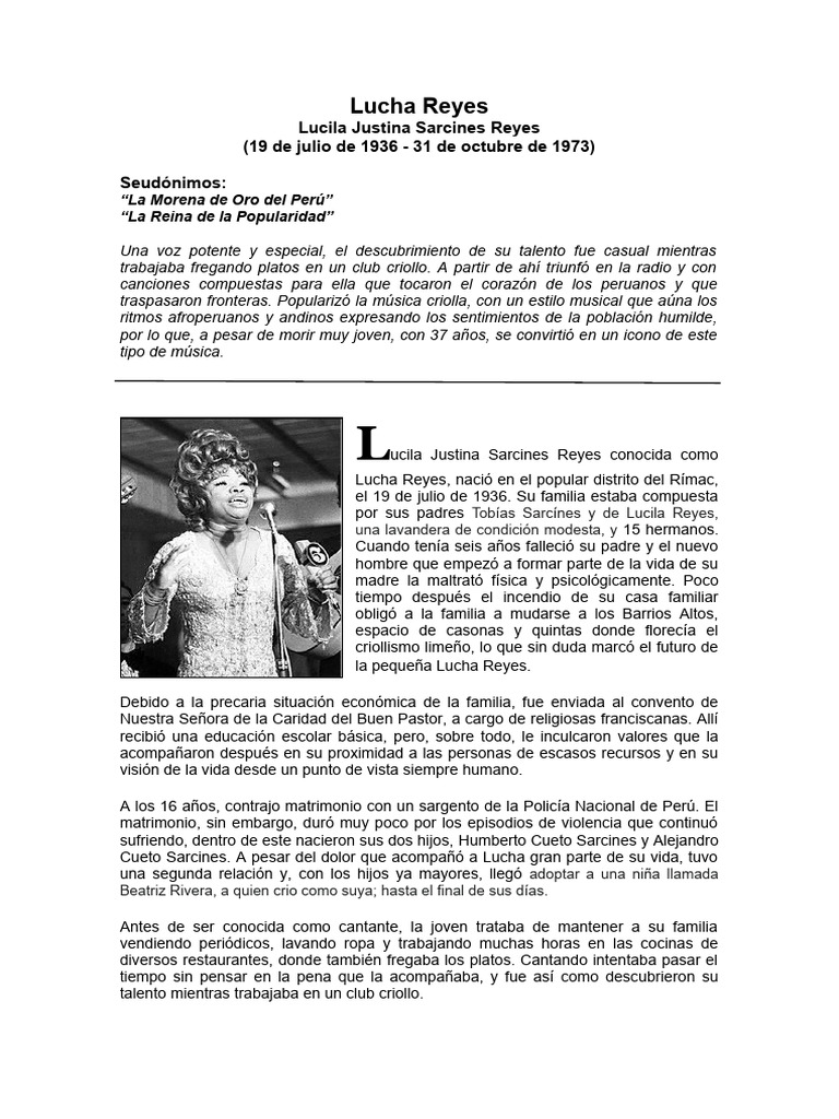 Biografia Lucha Reyes | PDF