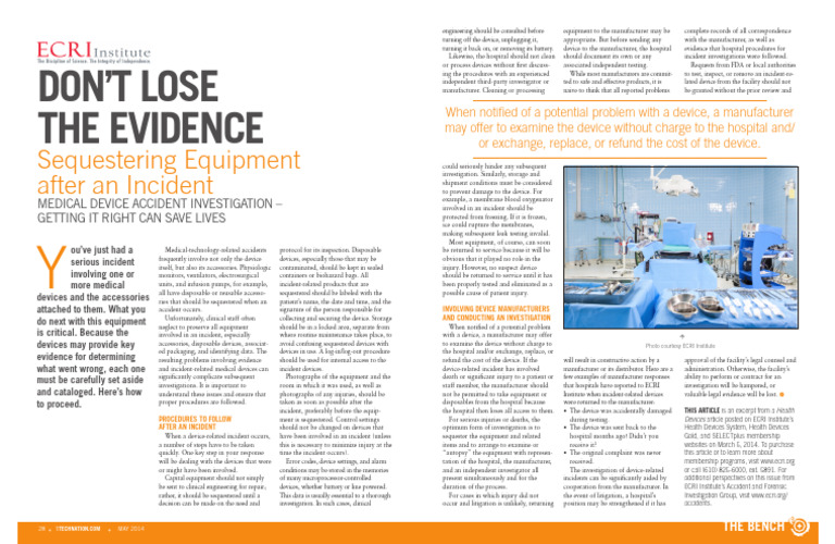 04 ECRI Dont - Lose - The - Evidence (TechNation) | PDF | Hospital ...