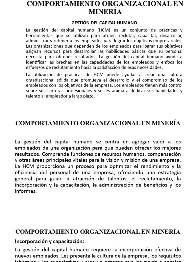 Decima Sesión de Comportamiento Organizacional en Minería | PDF | Comportamiento organizacional ...