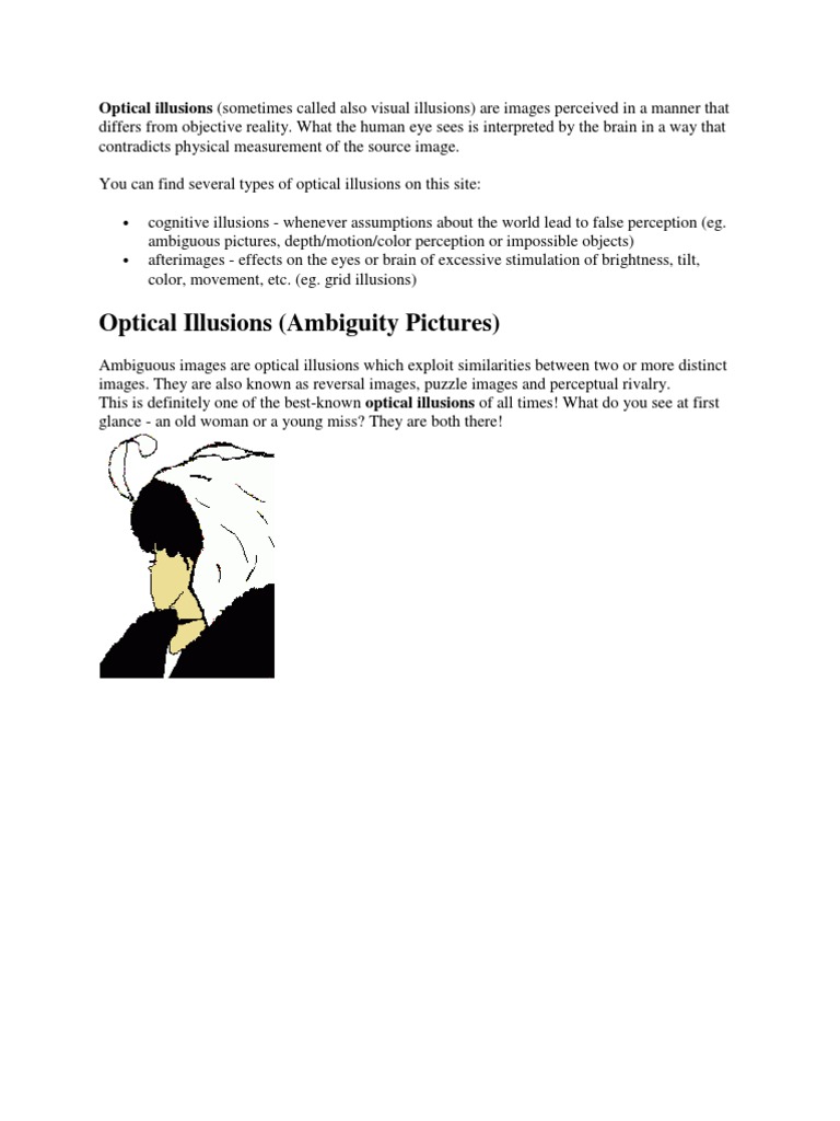 Optical Illusions | PDF | Illusion | Visual Perception