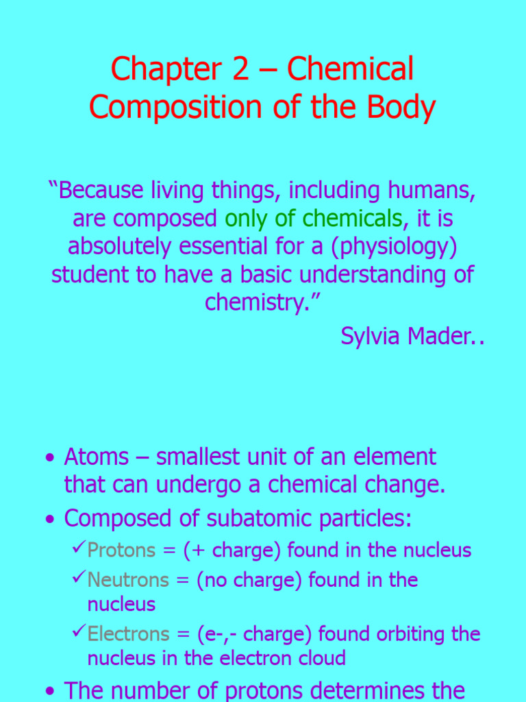 Chapter 2 - Chemical Composition of The Body | PDF | Chemical Bond | Ion
