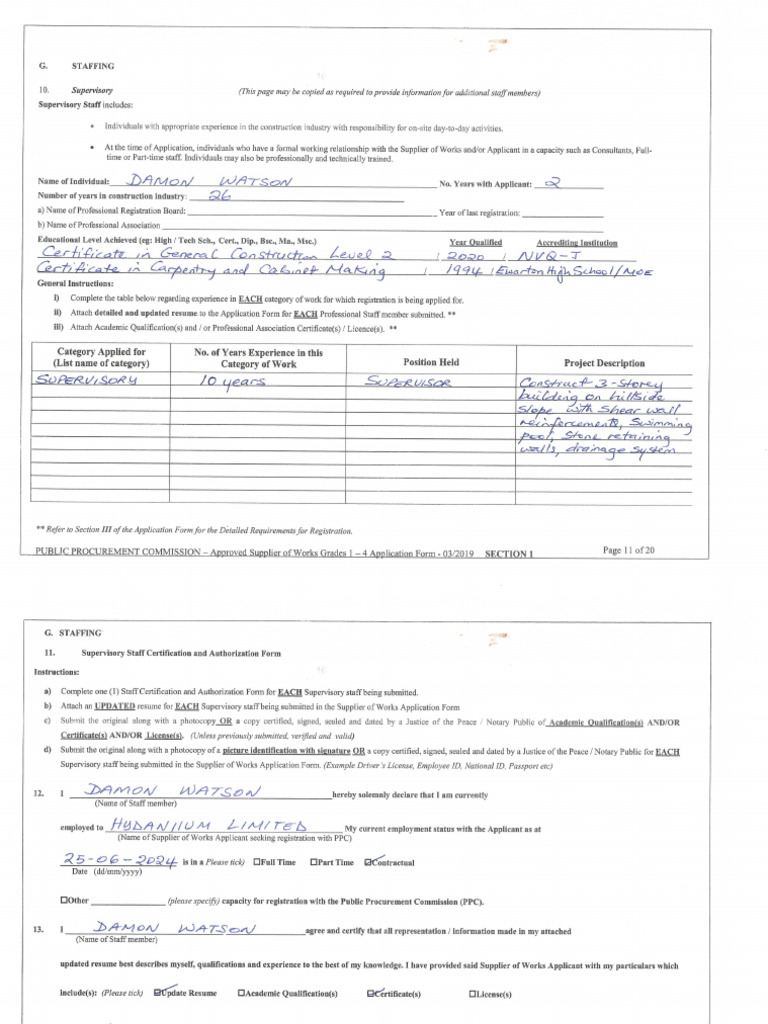 Staff Certification Works Supervisory Combined | PDF | Carpentry | Building