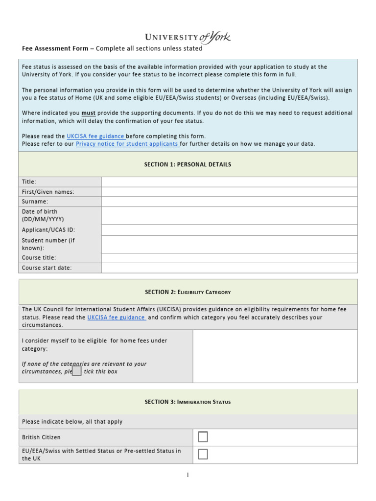 Fee Status Form | PDF | Government And Personhood | Human Migration