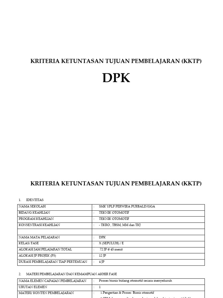 KKTP DPK | PDF
