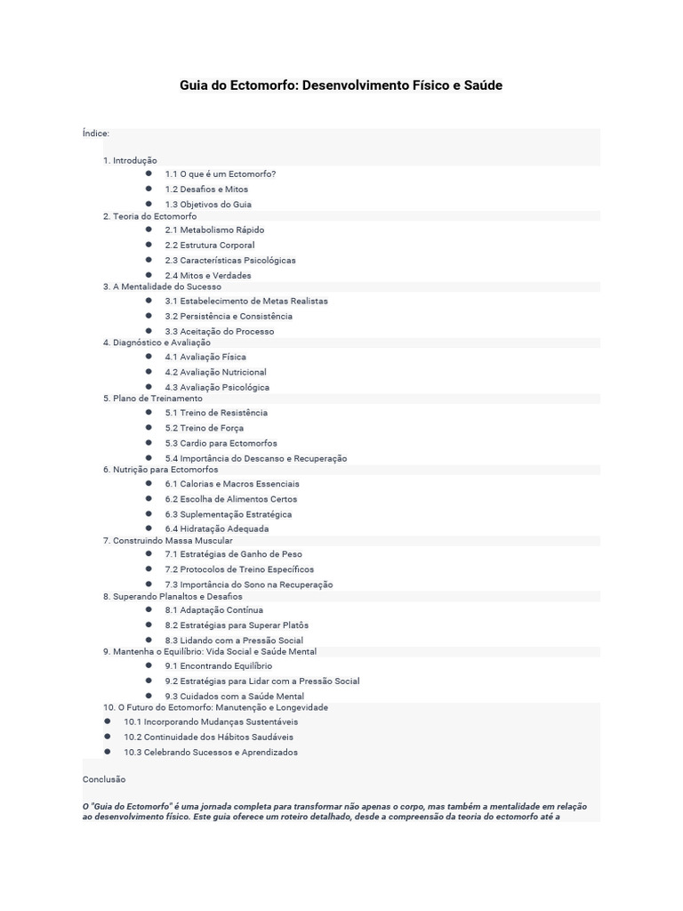 Guia Do ECTOMORFO | PDF | Hipertrofia muscular | Aprendizado