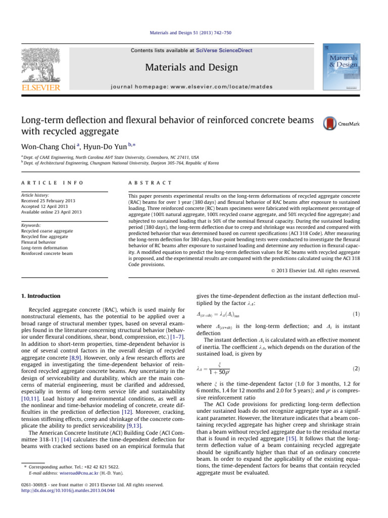 Long-Term Deflection and Flexural Behavior of Reinforced Concrete Beams ...