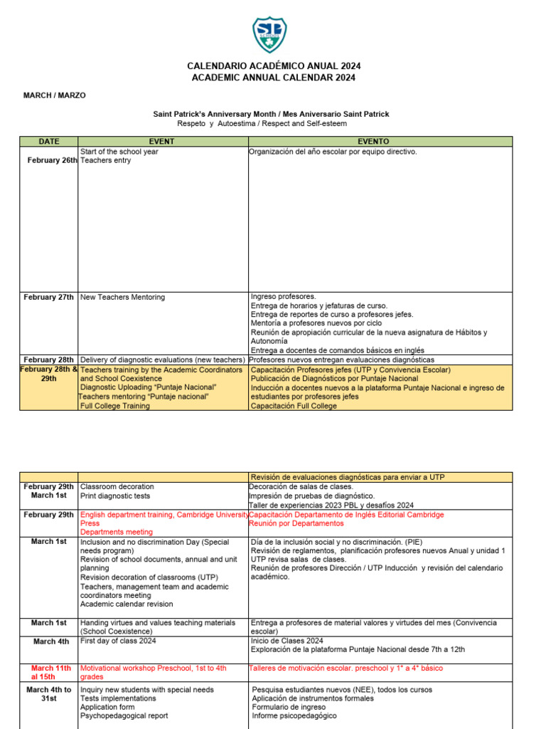 Copia de Calendario Curricular 2024 | PDF