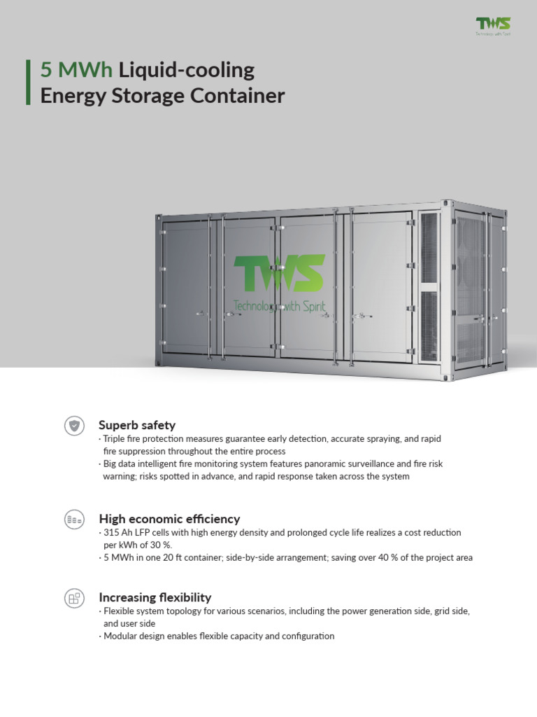 TWS Product Flyer - 5MWh Liquid-Cooling Energy Storage Container | PDF ...