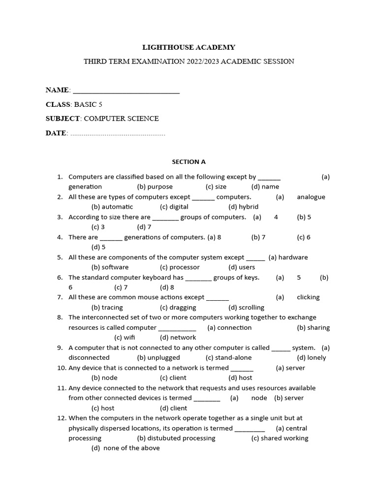 5 Comp Sci | PDF | Computer Network | Client (Computing)