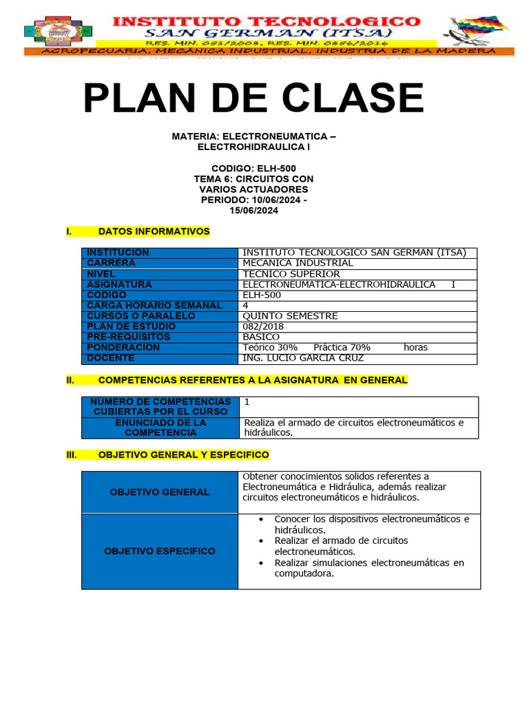 Plan de Clase 6 - ELH-500 MEC | PDF | Aprendizaje