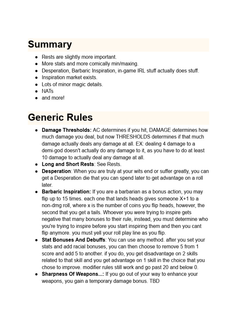 DND Rules | PDF