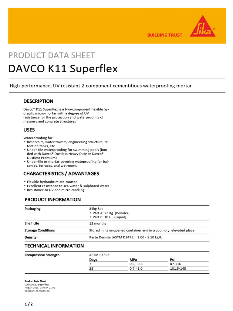 Pds Davco k11 Superflex | PDF | Materials | Building Engineering