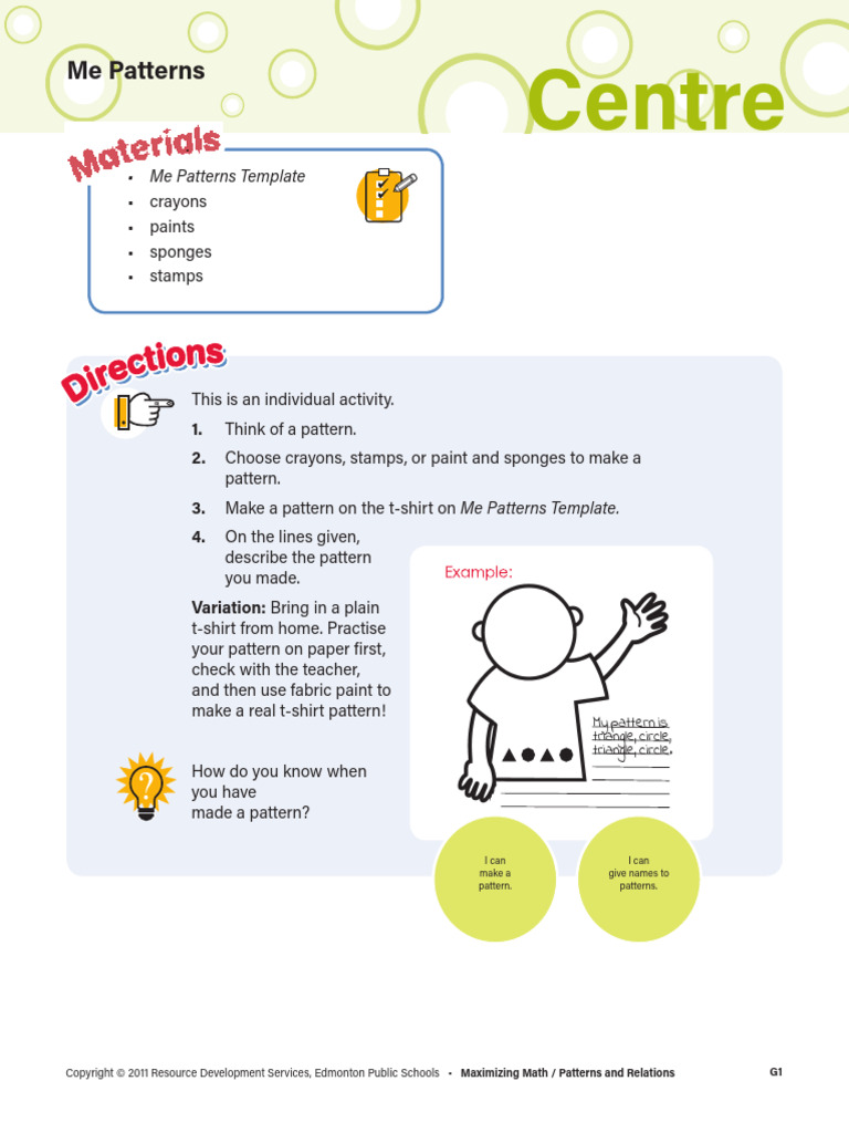03-Grade 1-Chapter 1-Patterns Centres | PDF