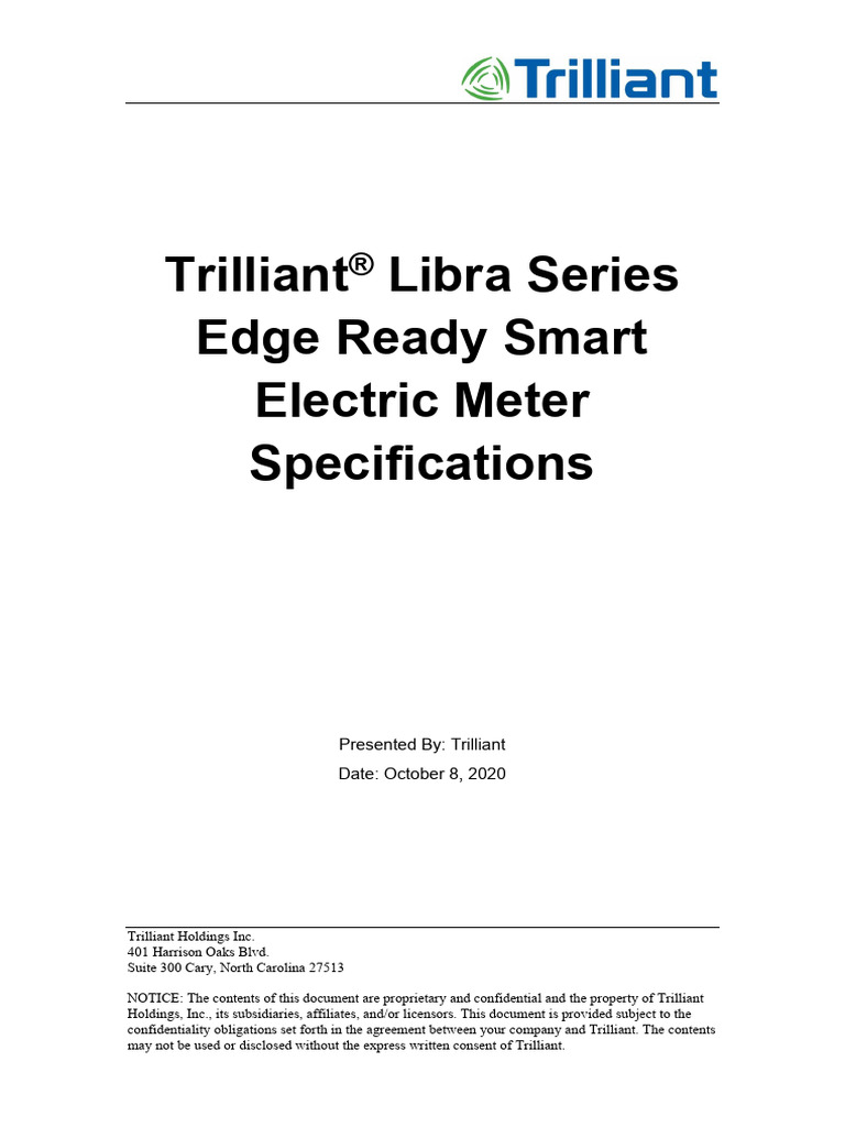 Specification Trilliant Libra Series Smart Electric Meter | PDF ...