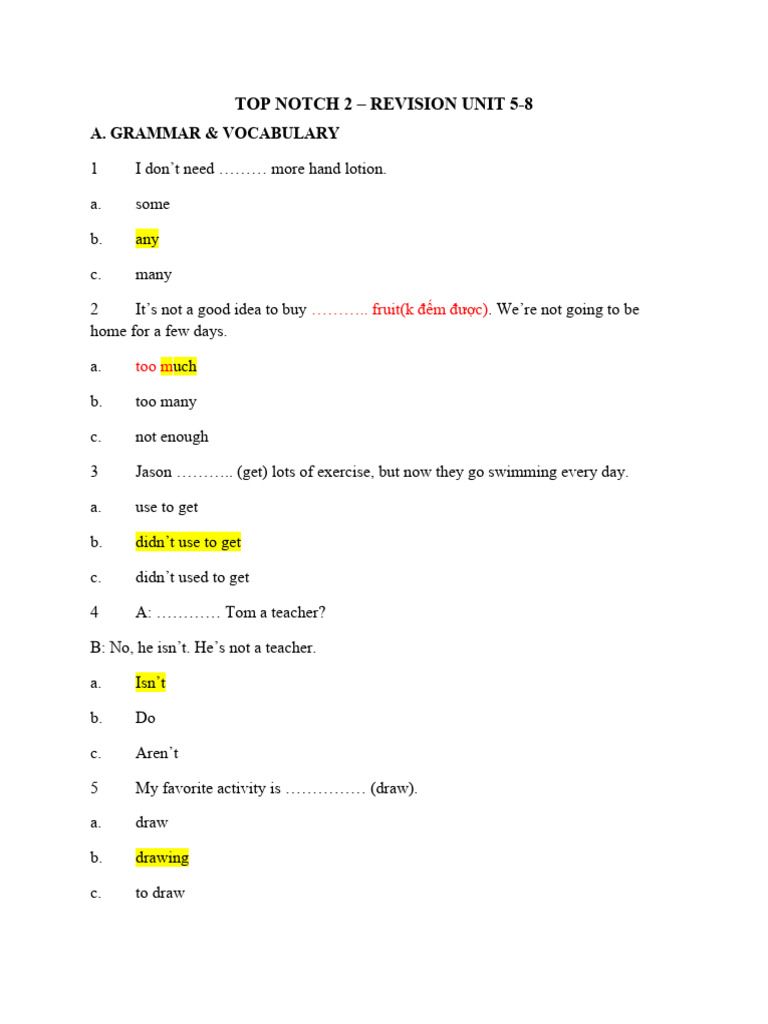 TN2 REVISION U5 8 1 No Key | PDF