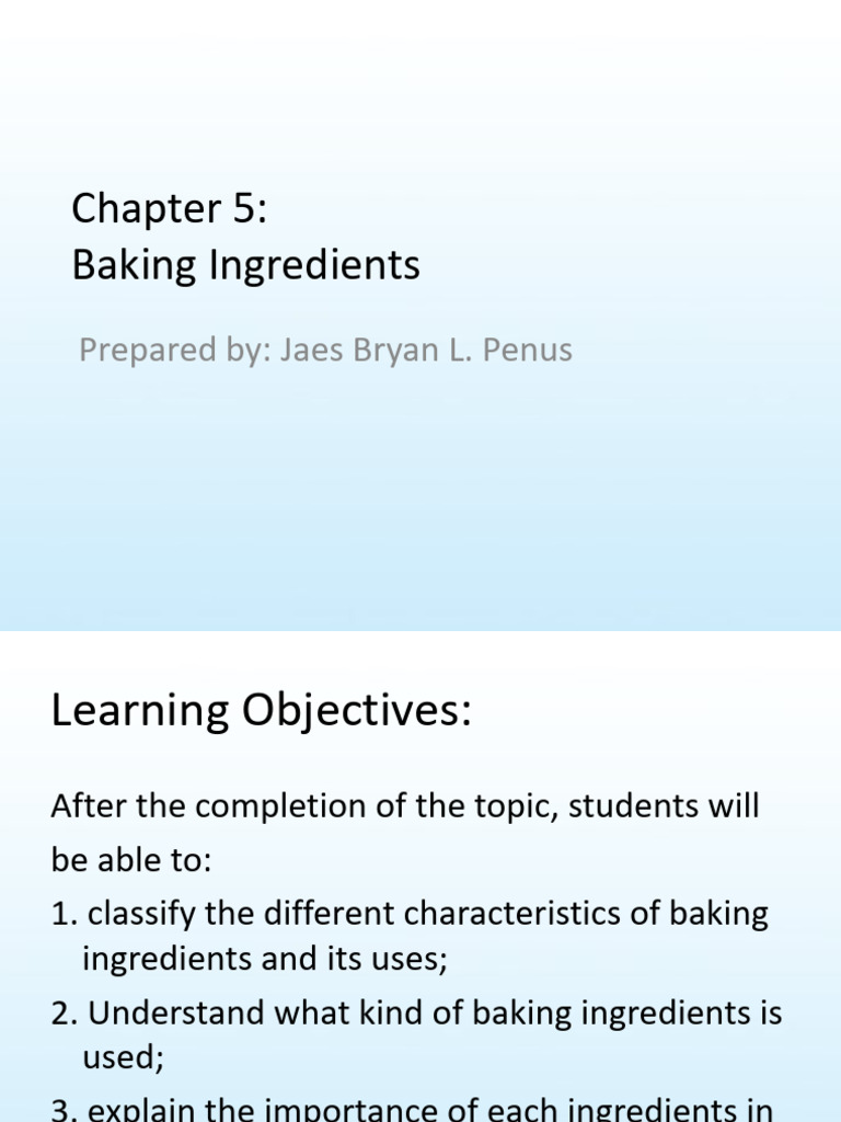 Essential Baking Ingredients Guide | PDF | Flour | Sugar