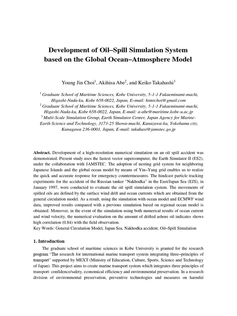 최영진 - 2011 - Development of Oil-Spill Simulation | PDF | Wound ...