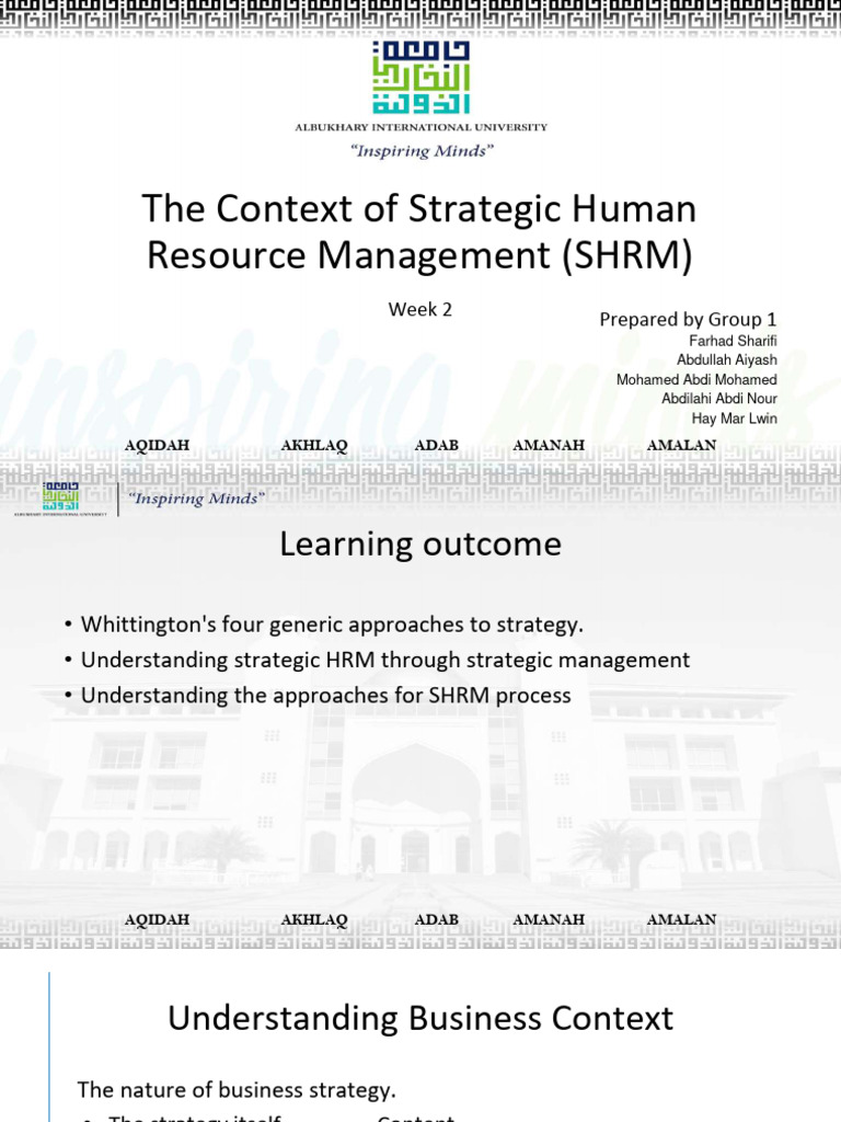 Context of Strategic HRM, Group 1 | PDF | Strategic Management | Human Resource Management