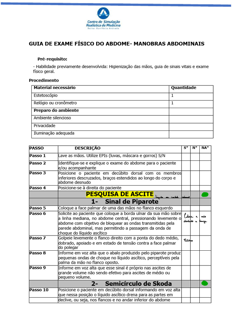 12-Guia Exame Físico Abdome - Manobras | PDF | Dor | Medicina Clínica