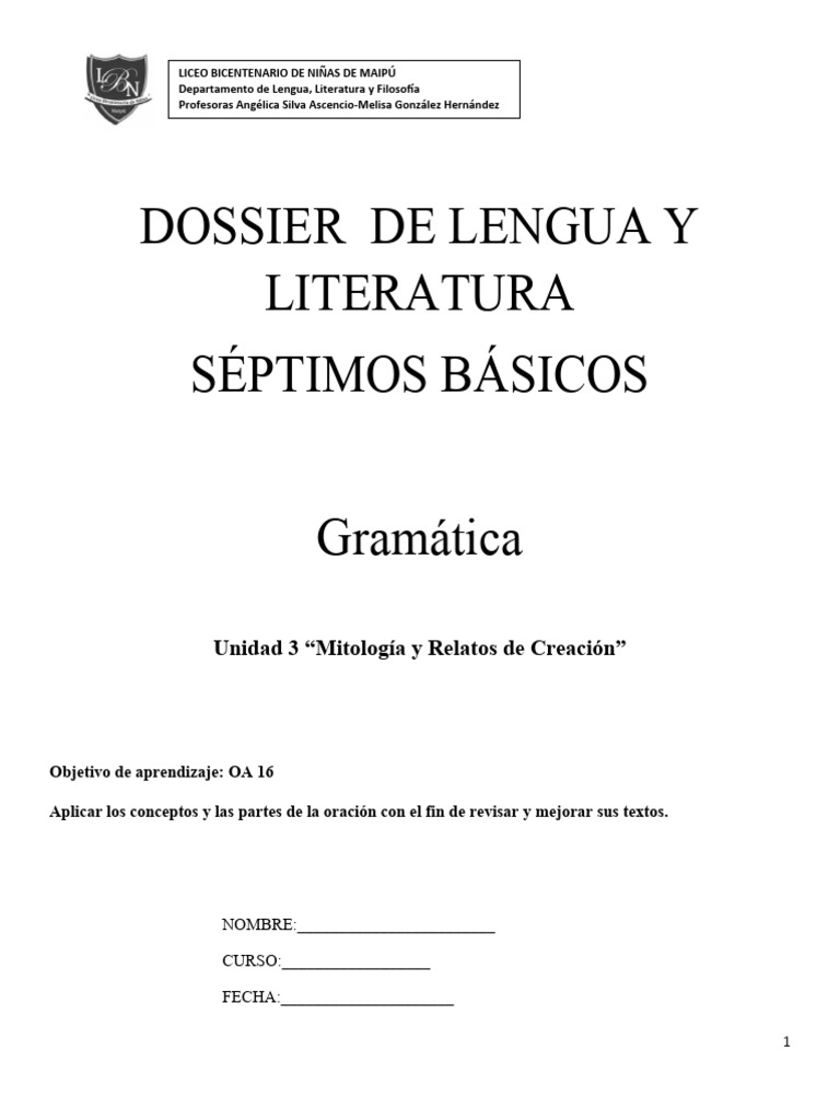 Dossier de Gramática | PDF | Género gramatical | Palabra