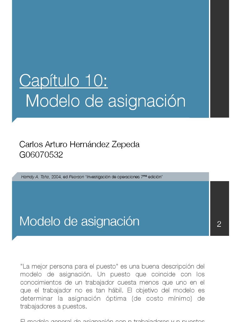 Modelo de asignación | PDF | Matriz (Matemáticas) | Transporte