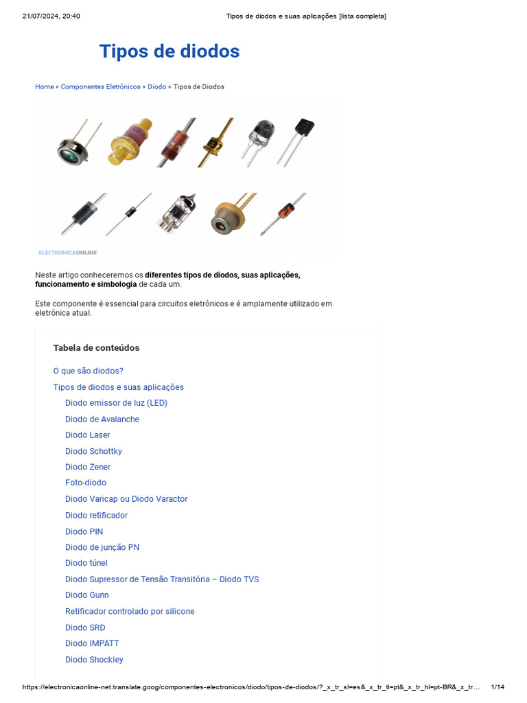 Tipos de Diodos e Suas Aplicações (Lista Completa) | PDF | Diodo ...