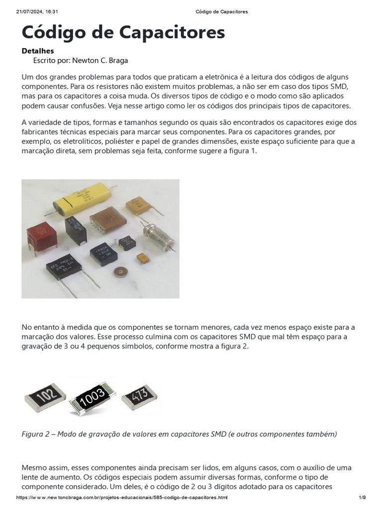 Código de Capacitores | PDF | Capacitor | Bens manufaturados