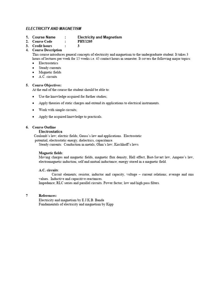 Electricity and Magnetism | PDF | Science & Mathematics