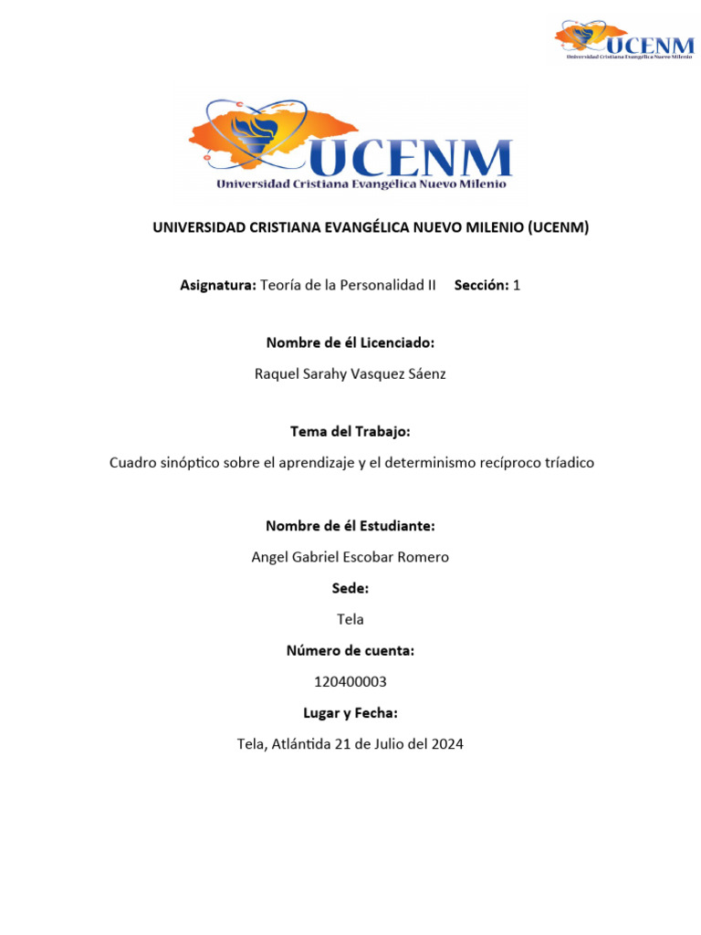 Tarea 22 Teorias de La Personalidad UCENM | PDF | Aprendizaje | Comportamiento