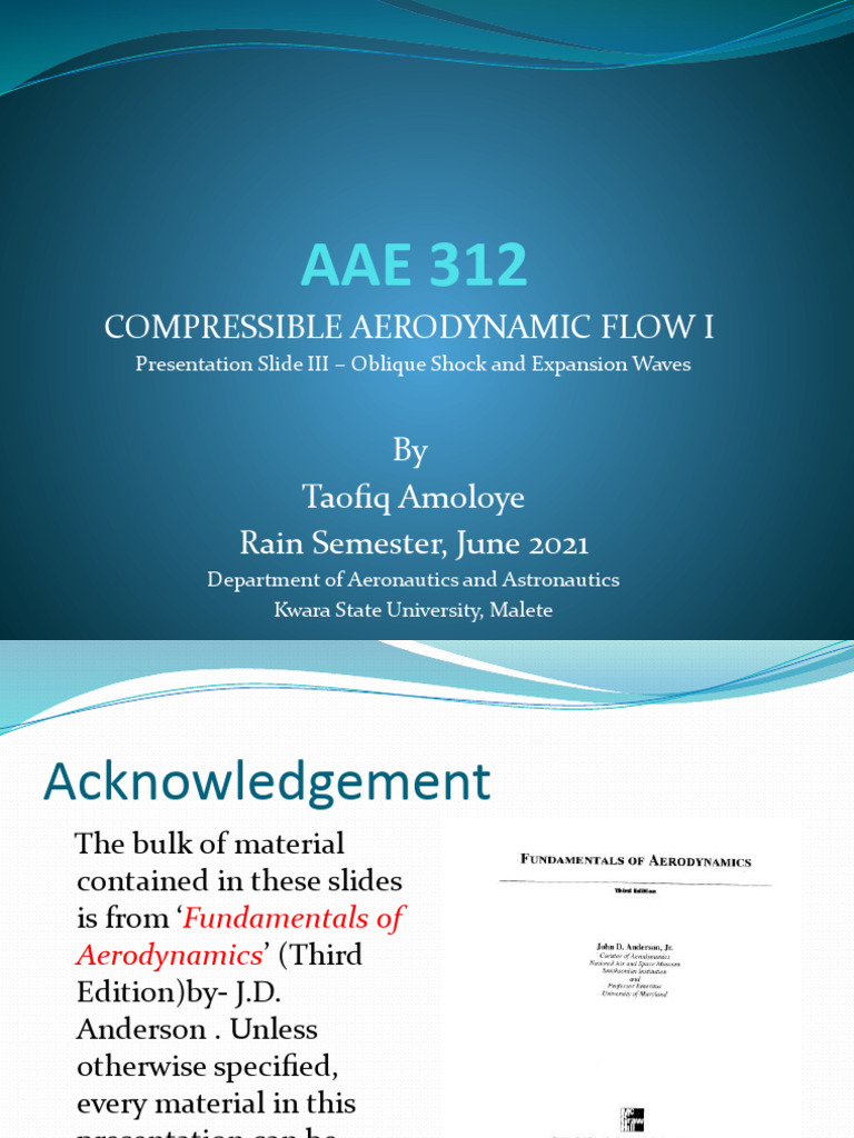 AAE 312 Lecture Slides III | PDF | Mach Number | Waves