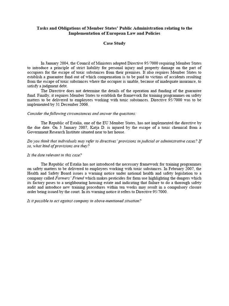 EU Directive 95/7000: Member State Obligations | PDF