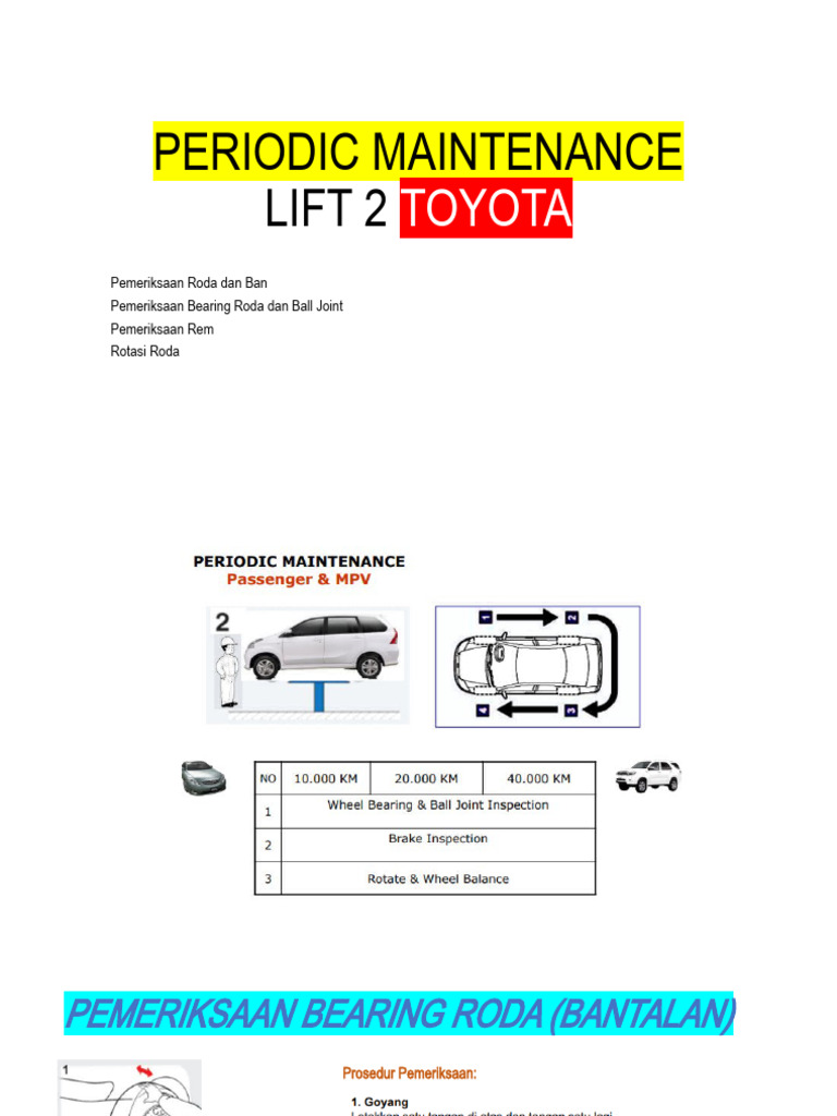 Periodic Maintenance Lift 2 Toyota | PDF | Teknologi & Rekayasa