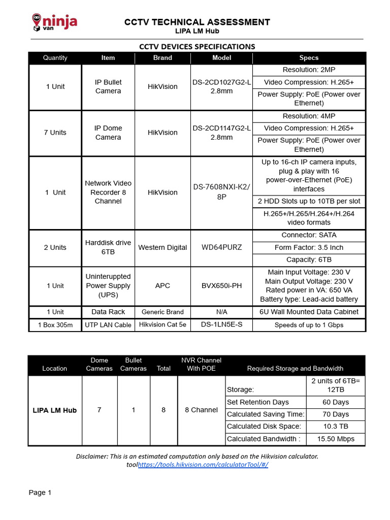 CCTV Tech Assessment - LIPA LM Hub - ISD-45246-merged | PDF | Hard Disk ...