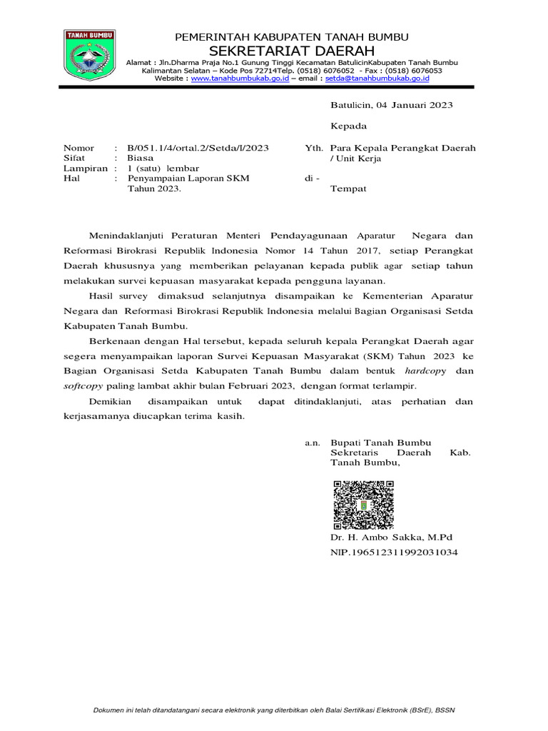 1 Penyampaian Laporan SKM Tahun 2023 | PDF