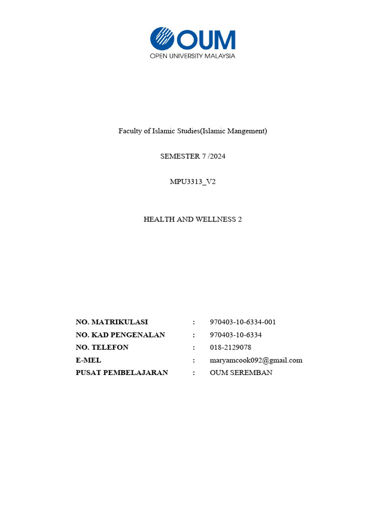 Assignment Kesihatan Mariam | PDF