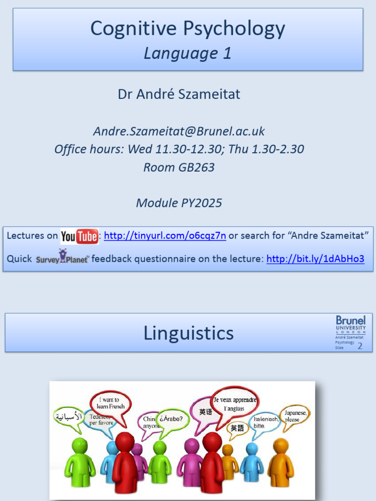 PY2025 Lecture6 Language1 | PDF | Linguistics | Phonology