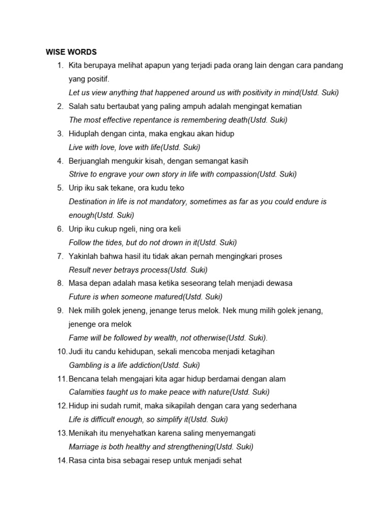 Daftar_Wise_Words 1 | PDF