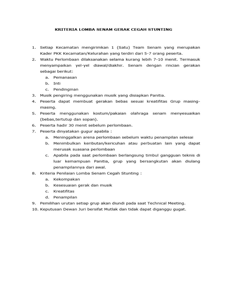 Kriteria Lomba 10 Program Pokok PKK Tahun 2024 | PDF