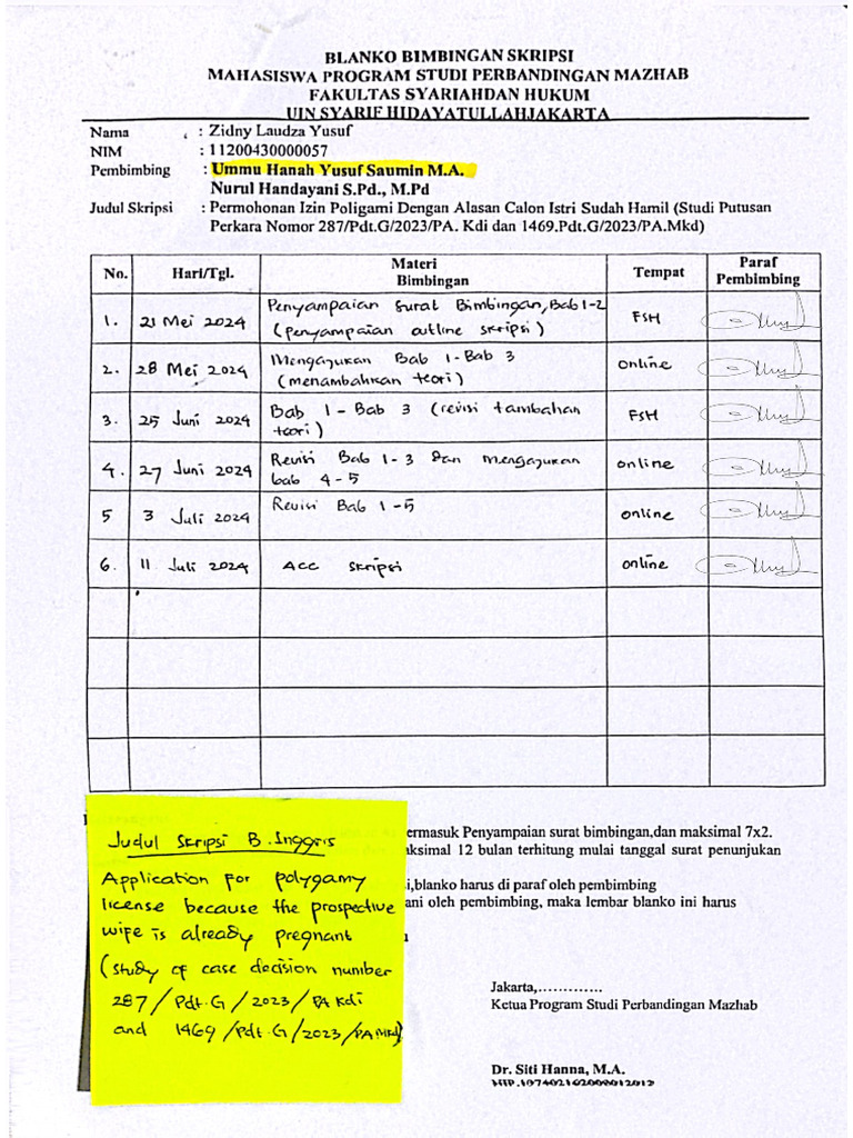 Blangko Bimbingan Zidny | PDF