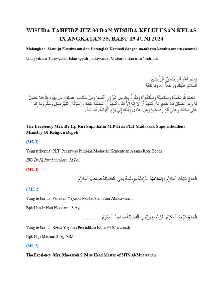 Teks MC Wisuda-1 | PDF