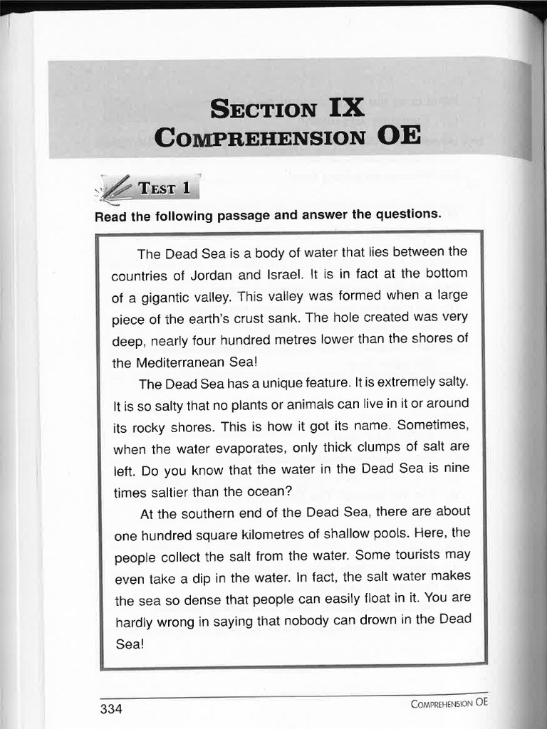 Section 9 Comprehension OE | PDF