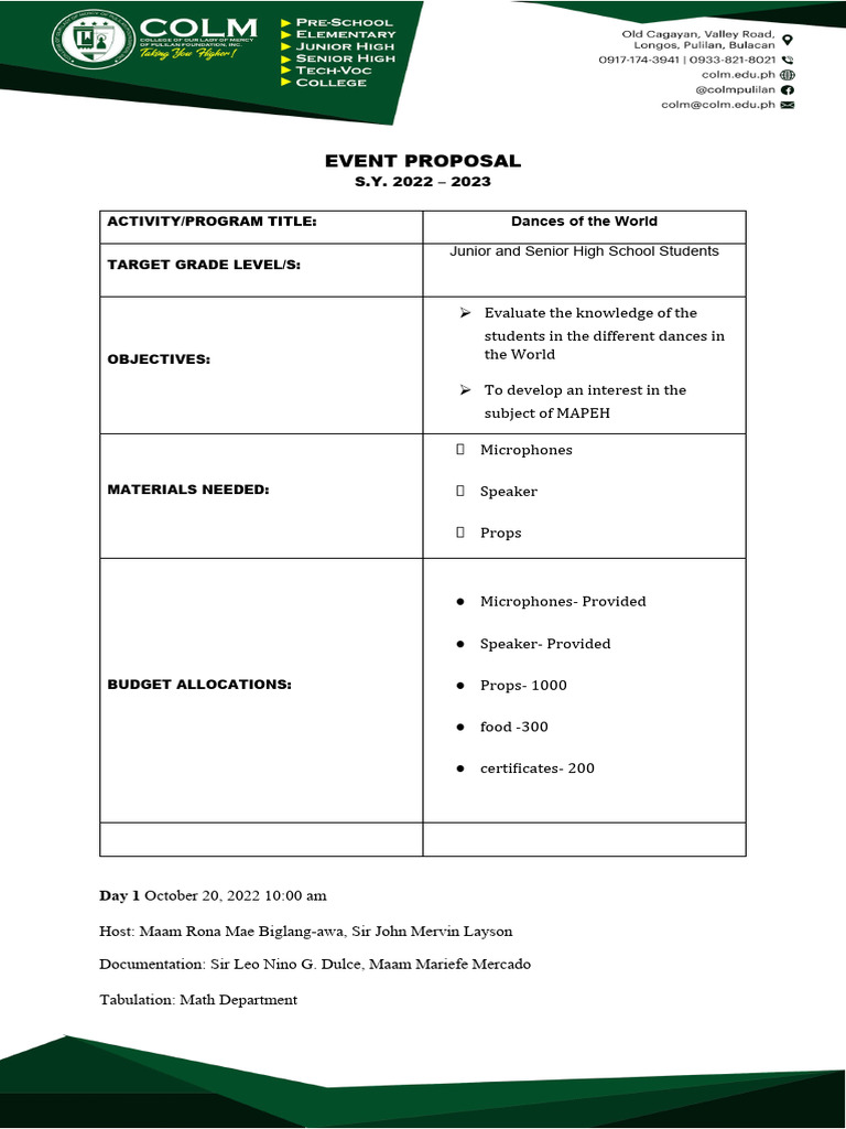 Dances of The World Proposal | PDF