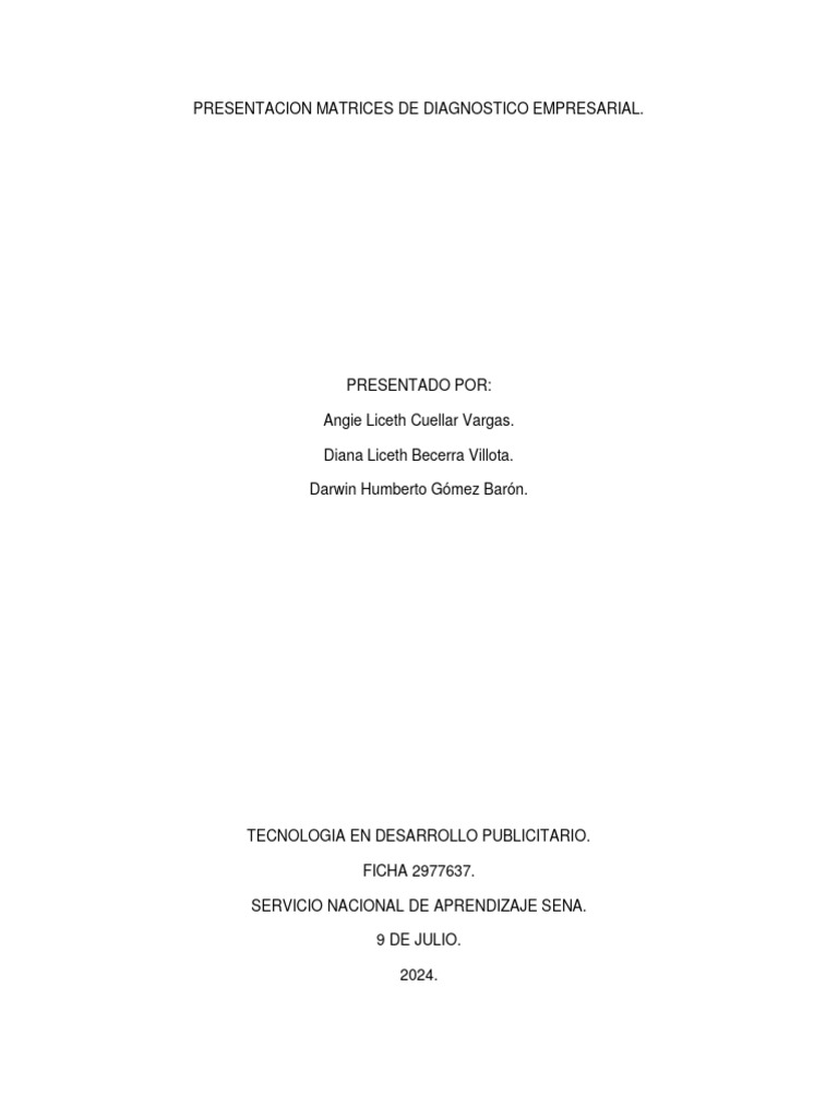 Presentacion Matrices de Diagnostico Empresarial | PDF | Análisis FODA | Marketing
