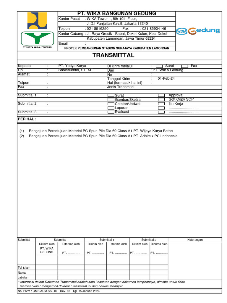 Contoh Transmittal | PDF