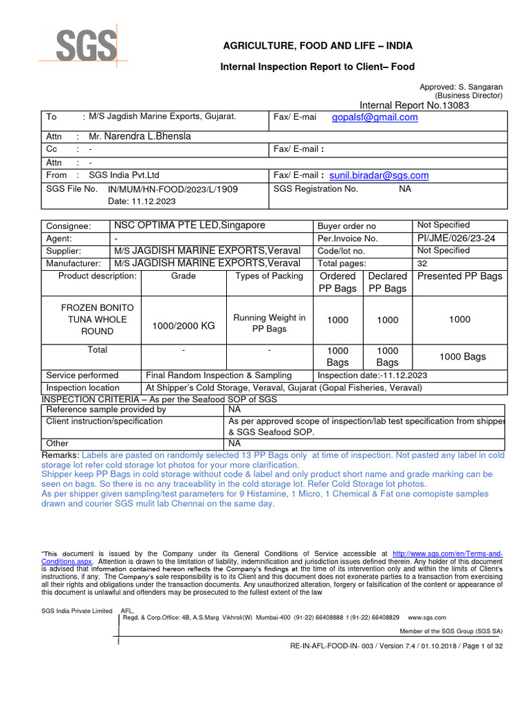 Sgs Inspection | PDF | Forgery
